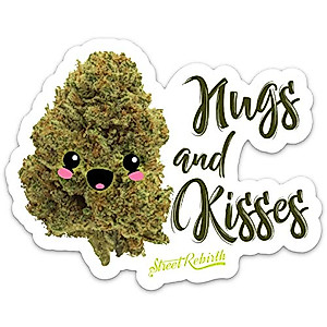 Nugs And Kisses Sticker - 4 Inch WaterProof Vinyl - 420 Sticker, Weed Decal, Vinyl Stickers, Laptop Decal, Cute Sticker, Small Gift Idea, Water Bottle, Car Skateboard Stickers, Funny Pun Sticker