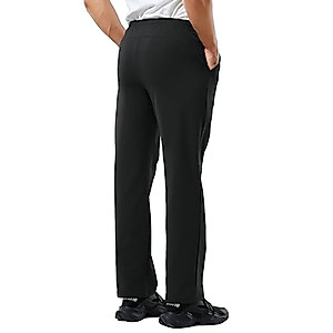 Willit Men's Fleece Lined Sweatpants Winter Thermal Athletic Pants Water Resistant Open Bottom Warm Pants Black L