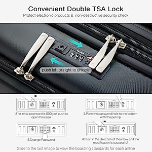 Hanke Grace Expandable Suitcases with Wheels Hardshell Carry On Luggage Airline Approved, 20 Inch Travel Suitcase Lightweight Tsa Luggage for Short Business Trips, Jet Black.