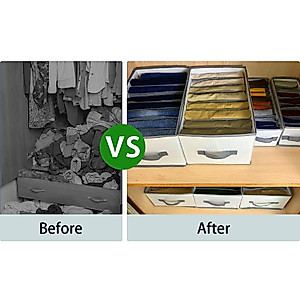 SOLARVALLEY Drawer Organizers for Clothing,Underwear Drawer Organizer Clothes,Clothes Organizer for Folded Clothes,Wardrobe Clothes Organizer for Jeans,sock,Sweaters,t-Shirt,Underwear (8+9+8+11Grids)