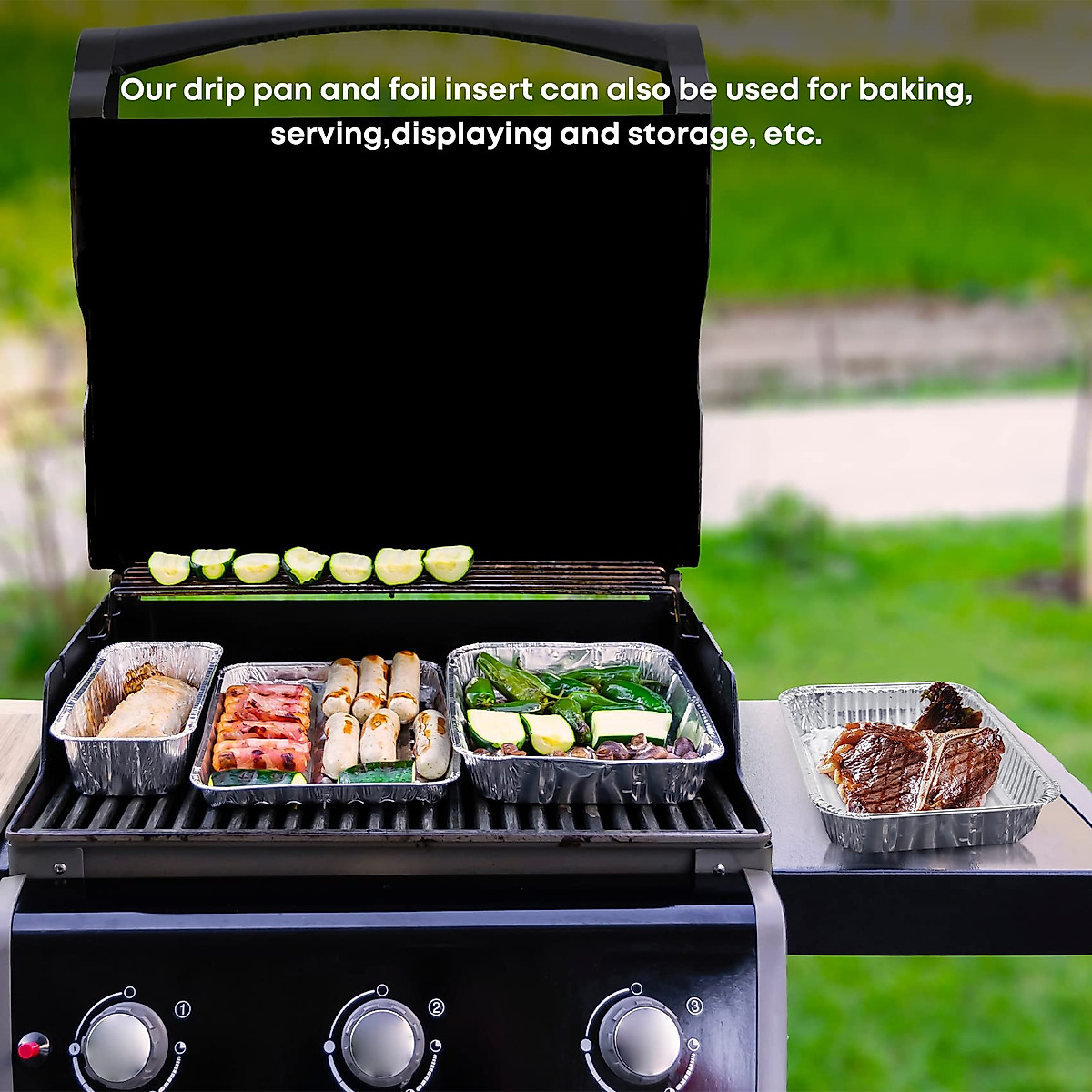 Stanbroil Aluminum Catch Pan for Weber Part #93305, Grill Grease Tray with 15-Pack Foil Inserts for Spirit 2/3 Burners & Genesis II 3 Burners Grill