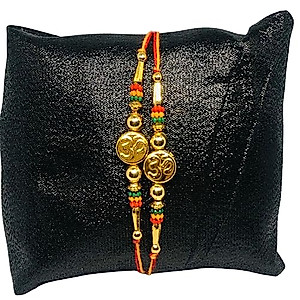 TheNext7 OM Rakhi for Brothers, Om Design Rakhi Thread Raksha Bandhan Gift for Your Brother Vary Color and Multi Design - Set of 2