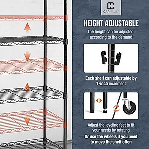 CAPHAUS NSF Commercial Grade Heavy Duty Wire Shelving w/Wheels, Leveling Feet & Liners, Storage Metal Shelf, Garage Shelving Storage, Utility Wire Rack Storage Shelves, 36 x 18 x 76 4-Tier No Liner