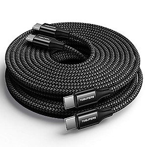 [10ft 2-Pack] Long USB C to USB C Cable Fast Charging 60W, PD Type C Charger Cord Nylon Compatible with Samsung Galaxy S23 S22 S21 S21+ S20 FE Note 20 Ultra Plus A80 5G, Pixel 7 6 Pro 6a 5 4 3 3a 2 XL