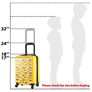 Redbaker 6 Pcs Kids Luggage Set 17 Inch Kids Rolling Luggage Double Pattern Suitcase for Girls Boys Gift(Yellow,Car Style)