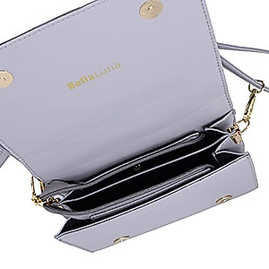 Bella Luna Small Woven Crossbody Purse Shoulder Bag or Clutch for Women with Removable Strap (Cement)