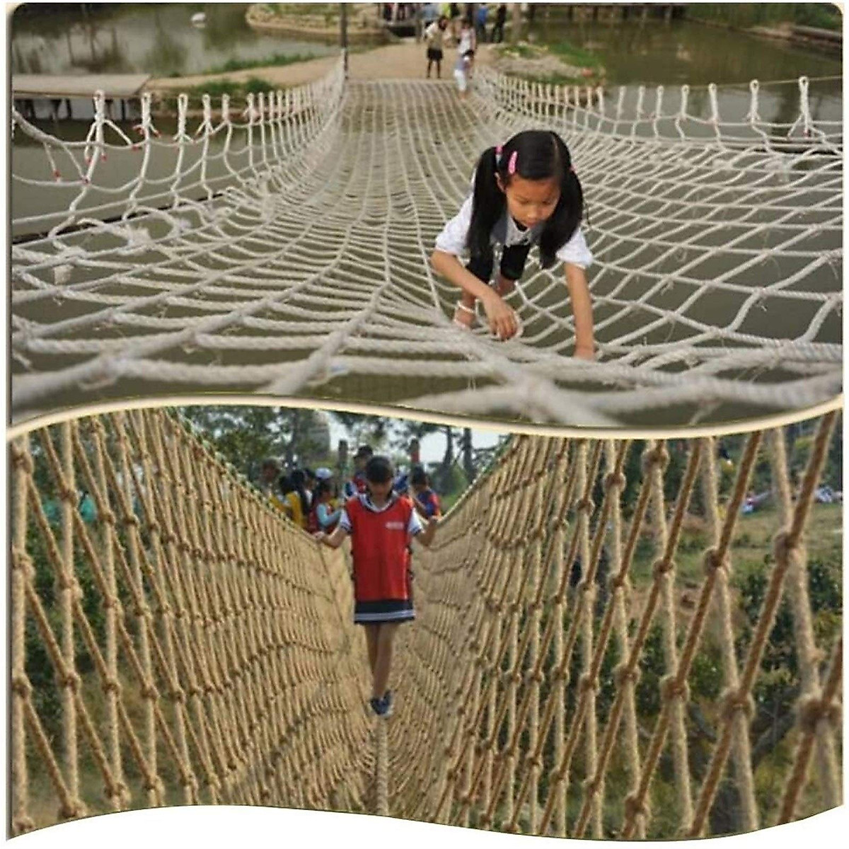 MBTY Rope Netting Heavy Duty Outdoor Railing Decor Hemp Rope Cargo Net Child Playground Climbing Netting Stair Fence Kids Swing Hammock Safety Net (Size : 23m(6x9ft))