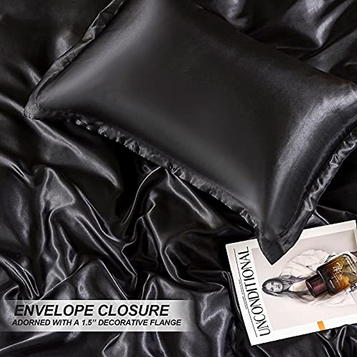 HOdo Home Satin Duvet Cover Twin Size, 3 Piece Silk Like Comforter Cover, Ultra Soft and Breathable Bedding Set with Zipper Closure & Corner Ties