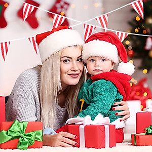 RUBFAC 170ft 120pcs Red and White Striped Pennant Banner, Carnival Circus Decorations Supplies, String Triangle Bunting Flags, Kids Birthday, New Year Eve Celebration Supplies