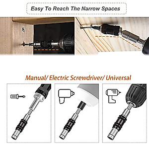 Saipe 2pcs Pivot Drill Bit Holder Set 1/4" Hex Pivoting Bit Tip Holder Quick Release Magnetic Screwdriver Bit Holder Screw Drill Tip Extension Rod for Tight Spaces or Corners, 88mm and 145mm Length