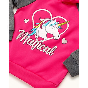 Angel Face Toddler Girls' Sweatsuit Set - Fleece Pullover Hoodie and Jogger Sweatpants Set (4 Piece), Size 2T, Magical Unicorn
