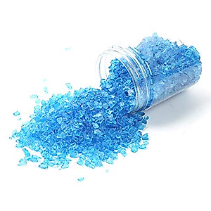 Alan Stone High Luster Reflective Fire Glass Gravel,Fire Gems,Fire Drops,Fire Glass Pebbles Stones Beads Chips for Fire Pit Fish Tank Aquarium Garden,3-6mm 305g/0.67lb (Aquamarine)