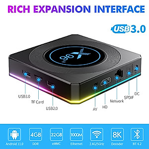 Android TV Box 11.0, X96 X4 Android TV Box 1000M Dual-WiFi 2.4G/5G, Android Box 4GB RAM 32GB ROM with Amlogic S905X4 Quad Core 64 Bits, AV1 8K/6K/4K 3D USB 3.0 BT 4.2 TV Box