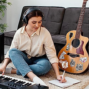50Pcs Music Stickers for Water Bottles Vinyl Musical Note Stickers for Kids Waterproof Music Stickers for Laptop Guitar Hydroflask Scrapbooking Journaling