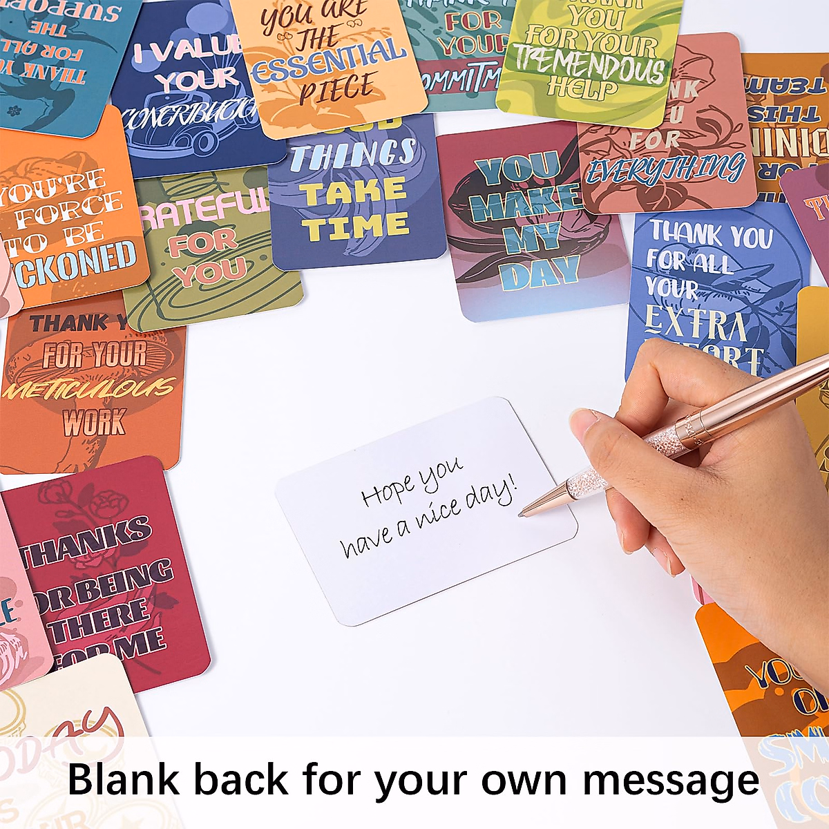 HOMANGA 50 Unique Motivational Cards for Employees, Gratitude, Employee Appreciation Cards, Kindness Thank You Notes for Coworkers, Affirmations Cards for Employees, Coworkers, Teachers, Boss