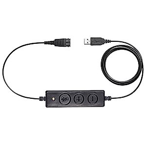 VoiceJoy Call Center Headset USB Plug QD Cable Adaptor for Jabra GN Headsets with Adjustable Volume and Microphone Mute Switch