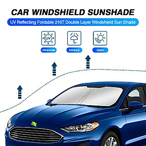 KUST Windshield Sun Shade for Ford Fusion 2013-2021 Front Window Screen Cover Sun Visor Protector Foldable Blocks UV Rays Keep Your Car Cooler