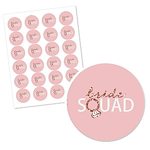 Bride Squad - Rose Gold Bridal Shower or Bachelorette Party Circle Sticker Labels - 24 Count