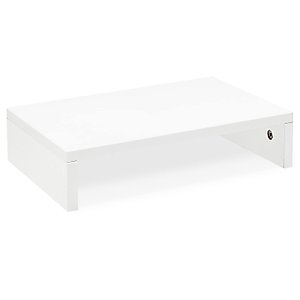 TEAMIX 14.2 inch White Monitor Stand Riser, Wood Monitor Riser with Storage for Desk Small Monitor Stand TV/Screen/PC/Laptop Riser Computer Stand Desktop Shelf (White-14.2 inch)
