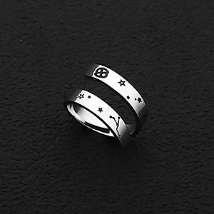 Zeponny Adjustable Engraved Cancer Zodiac Ring, Surgical 316L Stainless Steel Statement Signs of Zodiac Open Adjustable Finger Ring, Horoscope Astrology Ring Jewelry Gift for Women Men