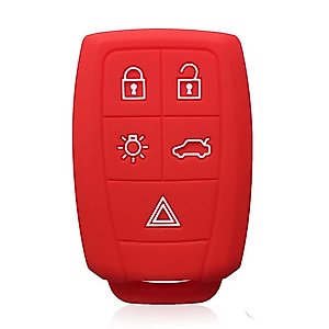 OTMIK Silicone Car Key Cover Case Compatible with Volvo XC90 C30 C70 S60 D5 V50 S40 Car Key Shell (Red A)