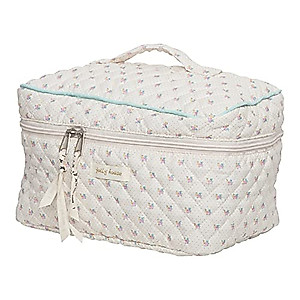 Juoxeepy Cotton Makeup Bag Large Travel Cosmetic Bag Quilted Cosmetic Pouch Coquette Aesthetic Floral Toiletry Bag