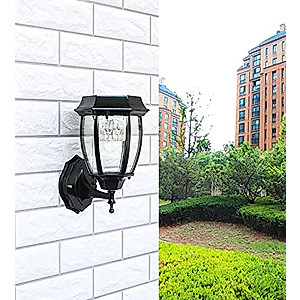 DAKWA Solar Outdoor Wall Porch Light Waterproof Wall Lighting with Clear Glass Shade Wall Sconce for House, Garage, Entryway (Color : Black, Size : Height:10.6inch)