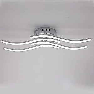 Goeco 4-Light Modern Ceiling Light 24W 2200LM LED Ceiling Light Fixture Neutral White 4000K Curved Design Flush Mount Ceiling Lamp for Hallway, Kitchen, Bedroom, Living Room 110V(Natural White)