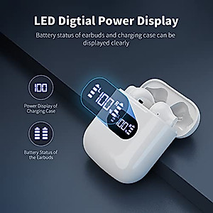 Wireless Earbuds, Bluetooth 5.3 Earbuds 36H Playtime with LED Power Display Charging Case Premium Sound Bluetooth Headphones Built-in Mic Crystal-Clear Calls Earphones for Workout/Home/Office