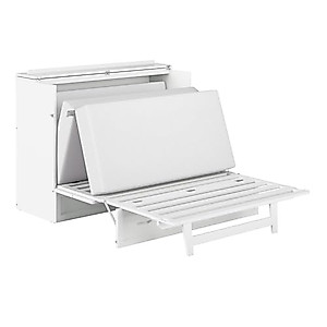 BOWERY HILL Full Size Murphy Bed Chest with Charging Station in White