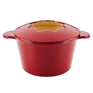 Rachael Ray Cast Iron Fondue Pot Set, 1.5 Quart, Red