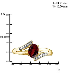 JEWELEXCESS 1.00 CTW Garnet & 1/20 Carat White Diamonds Ring in 14K Gold Over Silver