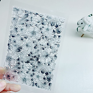 Hibiscus Flowers Background Clear Stamps Transparent Silicone Stamp Album Cards Rubber Stamp for Card Making Decoration and DIY Scrapbooking