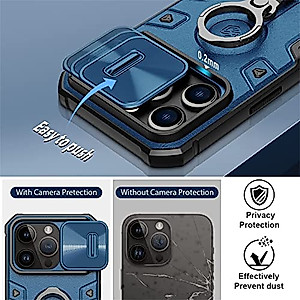 Wefor Case for iPhone 14 Pro Max Case with Stand, Slide Camera Cover, Military Grade Shockproof Portective Case Compatible with MagSafe Wireless Charger&Magnetic Car Mount Holder (Blue)