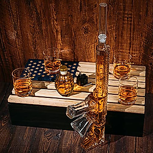 AR15 Whiskey Gun Decanter Flag Set - 1000ml Set - American Flag Gift Box & Bullet Glasses, Chillers, Guns Decanters Drinking Party Accessories, Great Gift For Army, Marines, Veterans & Gun Enthusiasts