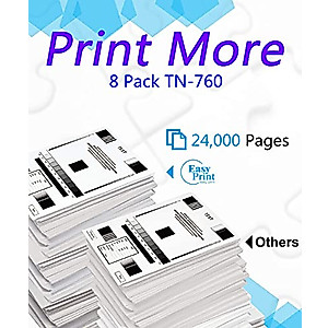 EASYPRINT 8X Compatible 760 Toner Cartridge Replacement for TN760 TN-760 Used for Brother DCP-L2550DW, HL-L2350DW, L2370DW, L2370DW XL, L2390DW, L2395DW, MFC-L2710DW, L2750DW, L2750DW XL, (8-Pack)