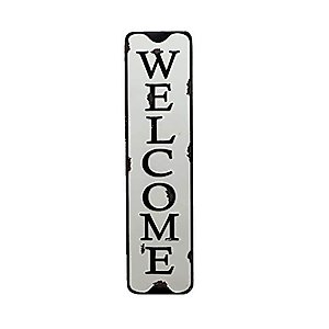 Parisloft Welcome Carved Metal Wall Sign for Home Decor.|Rustic Iron Welcome Decor for Entryway 5.5x21.6''