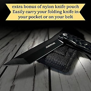 OerLa EDC Pocket Folding Knife - Warrior Series - 5Cr13Mov - Ball Bearing Quickly Open - 3.54" Blade (Black)