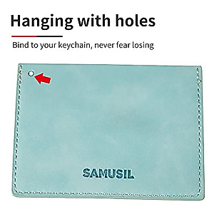 Samusil 2 pack Pu leather simple and lightweight wallet, 3.7" x 2.7", can hold 5 cards and cash.(Pink + lake blue) + black