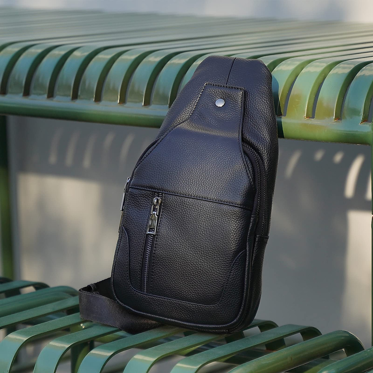 Full Grain Leather Crossbody Sling Bag Chest Backpack Outdoor Travel Hiking Sports Daypacks