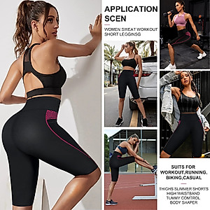 TrainingGirl High Waist Sauna Sweat Shorts Weight Loss Workout Pants with Pocket for Women Running Gym Yoga Exercise (Black, M)