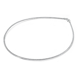 Sterling Silver Round Omega Snake Chain 1.3mm Solid 925 Italy Wire Necklace 16"