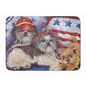 Caroline's Treasures Shih Tzu Americana Sweethearts Machine Washable Memory Foam Mat doormats, Multicolor