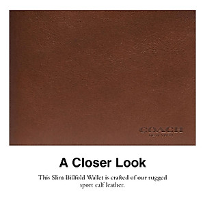 Coach Slim Bifold in Sport Calf, Saddle, One Size