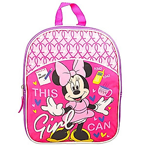 Minnie Mouse Mini Backpack - Bundle with 11” Minnie Mini Backpack, Water Pouch, Minnie Stickers, More - Minnie Mouse Preschool Backpack for Girls Toddler