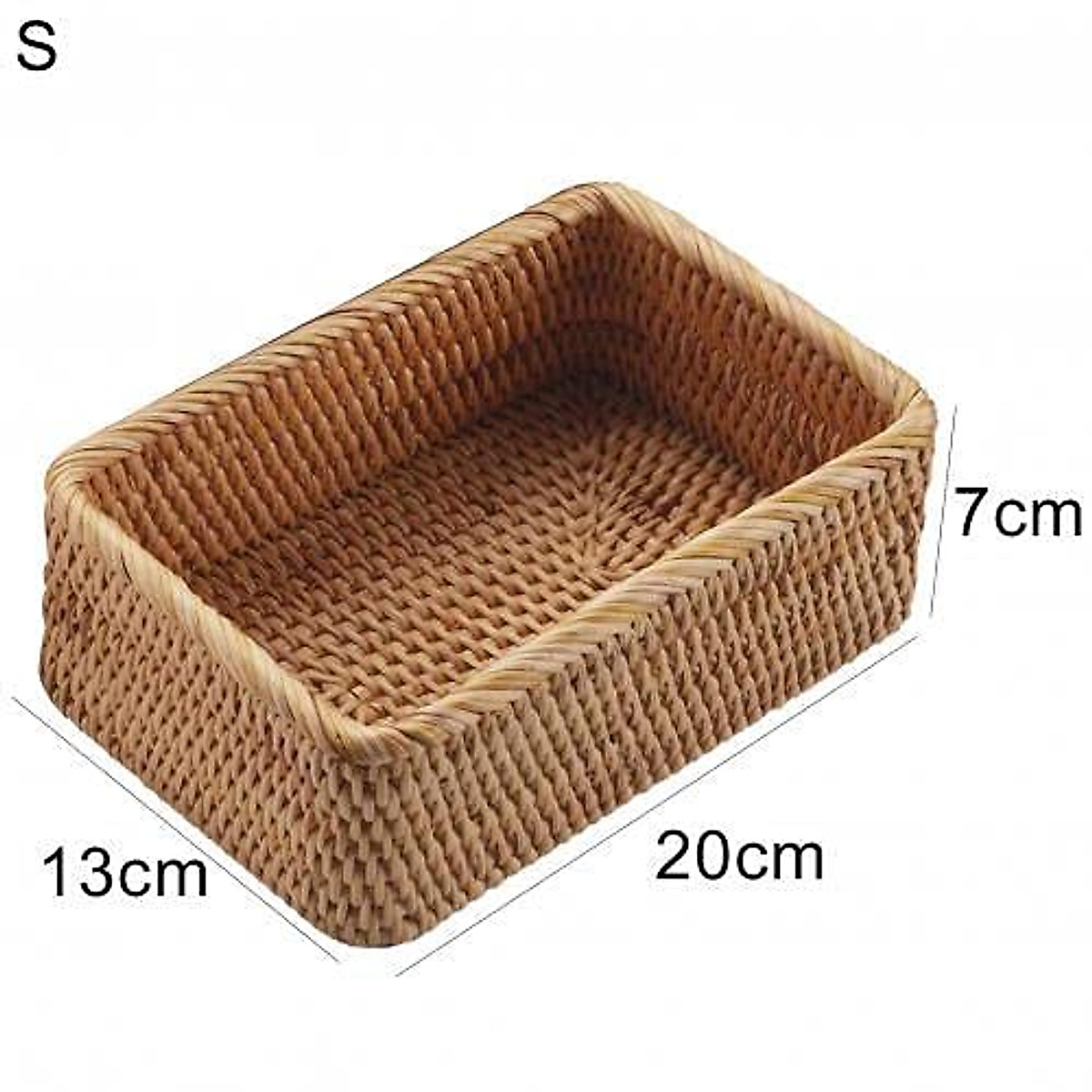 YYSS, Wicker Storage Basket Jewelry Rattan Stackable Sundries Key Magazine-Cosmetics Organizer Box Container (S)