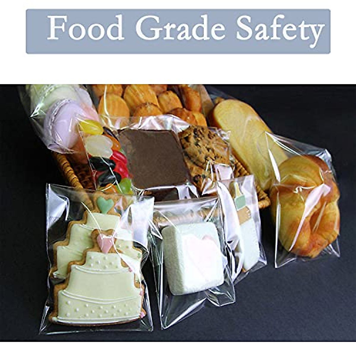 Vikeivty 120pcs 5×7 Inch Clear Resealable Cello Cellophane Bags, Self Sealing OPP Cello Bags for Bakery Cookies Decorative Wrappers