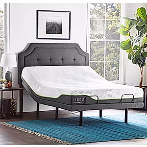 Lucid L300 Full Adjustable Bed Frame with Lucid 12 inch Latex Hybrid Full Mattress