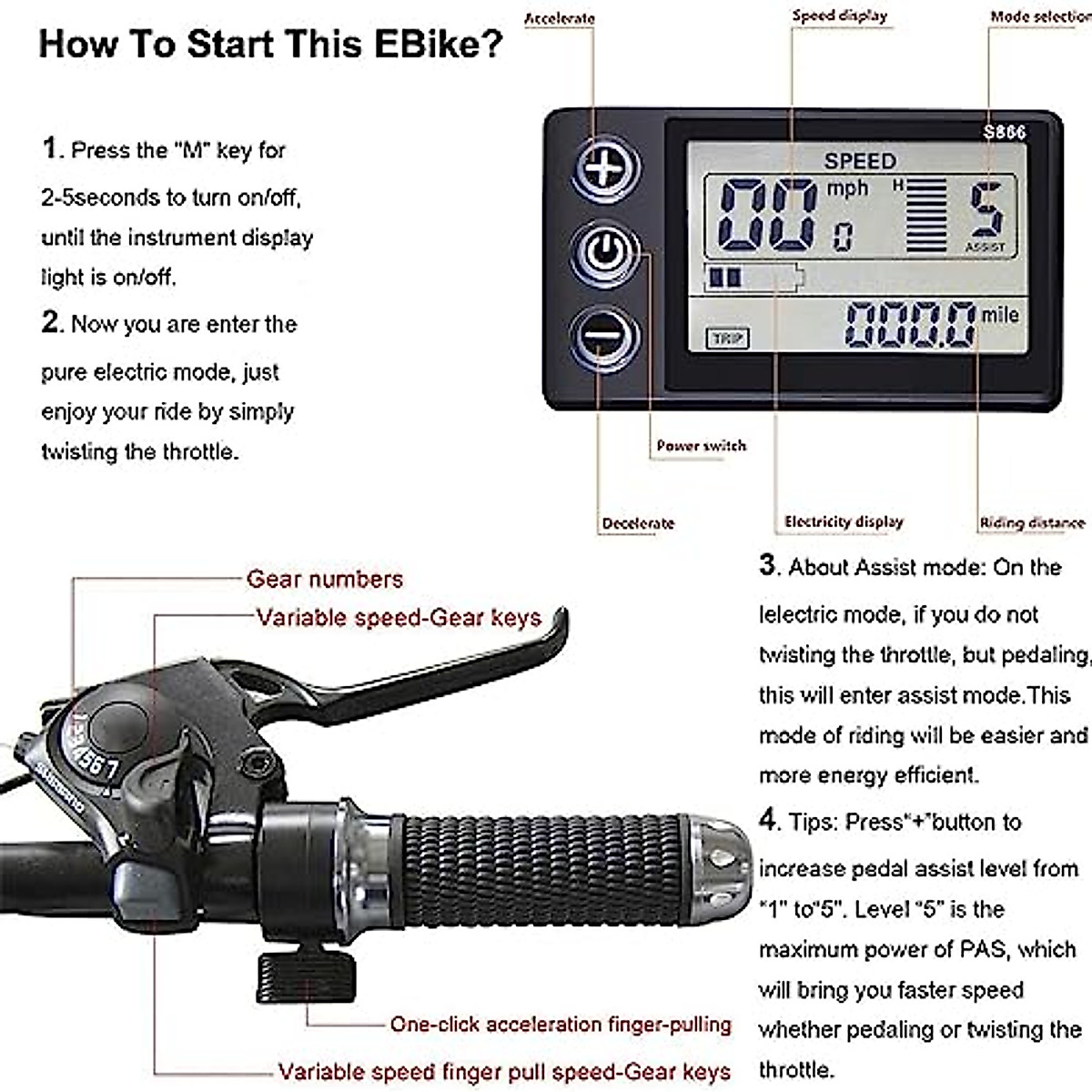 EUROBIKE Electric Bike for Adults, 26" Mountain Ebikes, 350W Powerful Motor Folding Adult Electric Bicycles, 36V 8AH Lithium Battery, 21 Speed Gears Ebike (Ebike White)