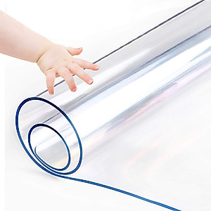 Clear Plastic Tablecloth Coffee Dining End Table Protector Cover Countertop Wood Marble Furniture Topper Tabletop Protection Pad PVC Vinyl Polyester Rectangle Tablecloth Water Resistant 40" x 120 Inch